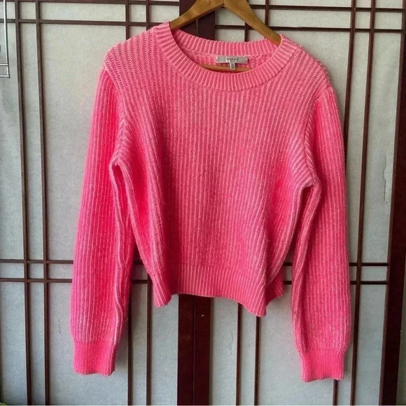 Milly | Sweaters | Milly Plaited Stitch Pink Crew Neck Sweater In Good ...
